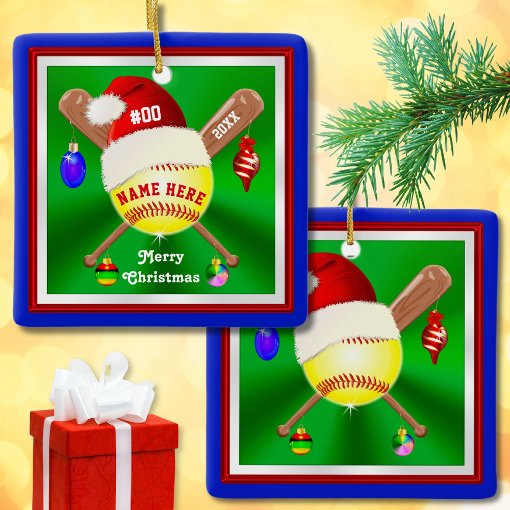 Cute Personalized Softball Christmas Ornaments | Zazzle