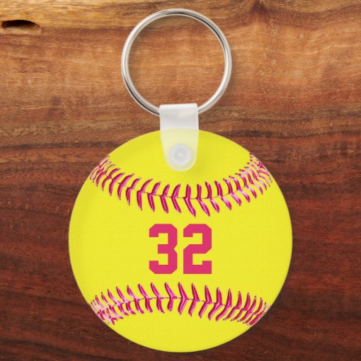 Cute Personalized Softball Keychains 3 Text Boxes | Zazzle