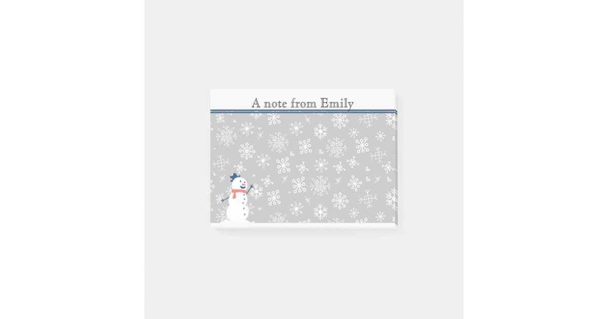 Cute Personalized Winter Snow / Snowman Post it Post-it Notes | Zazzle
