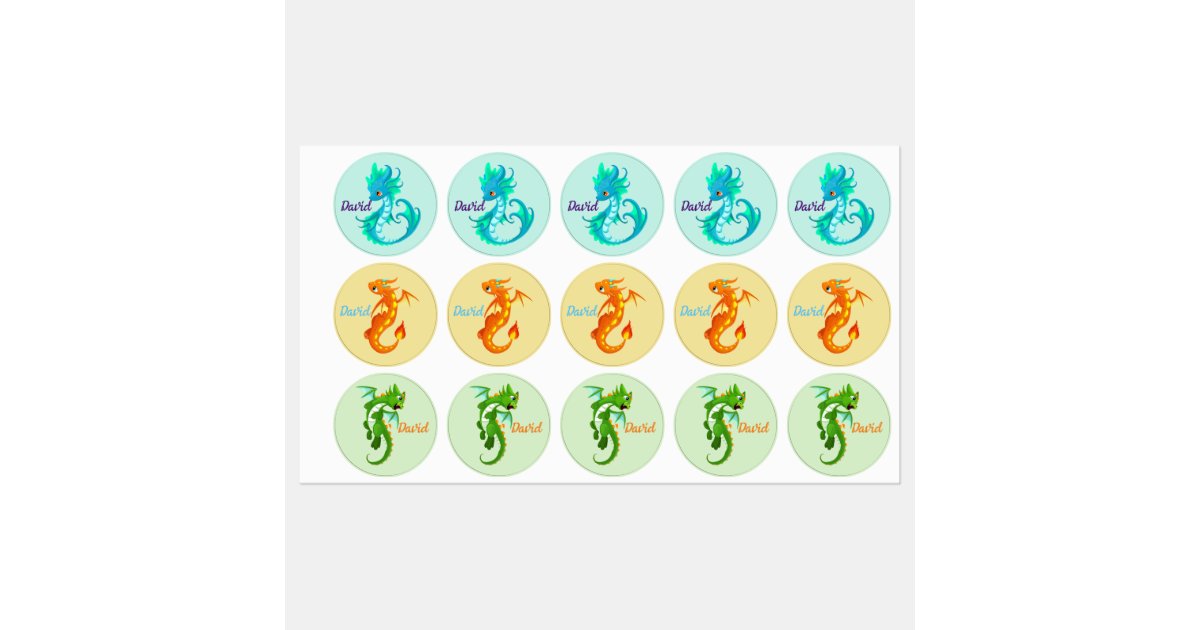 cute personnalised baby dragon labels | Zazzle