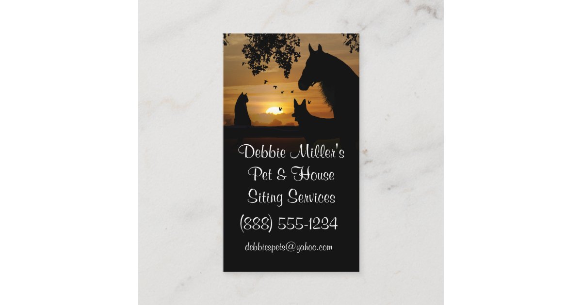 Cute Pet and Housesitting Dog Cat Horse Business Card | Zazzle