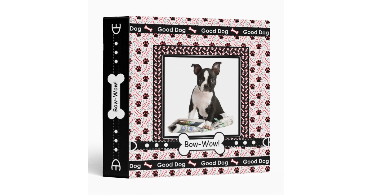 Cute Pet Dog Records Paws and Bones 3 Ring Binder | Zazzle