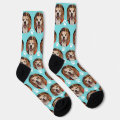 Cute Pet Photo Paw Prints Custom Turquoise Socks | Zazzle