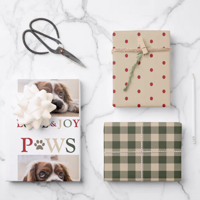 Cute Pet Photo Paws Love Joy Wrapping Paper Sheets | Zazzle
