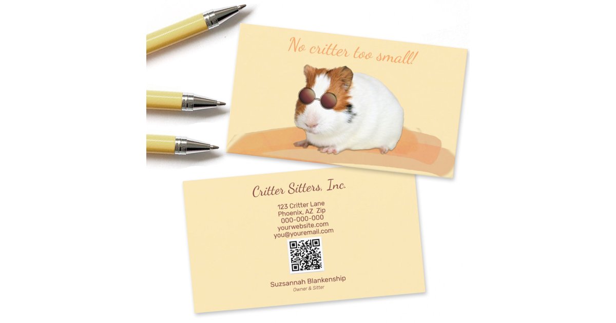Cute Pet Sitter Guinea Pig QR Code Business Card | Zazzle