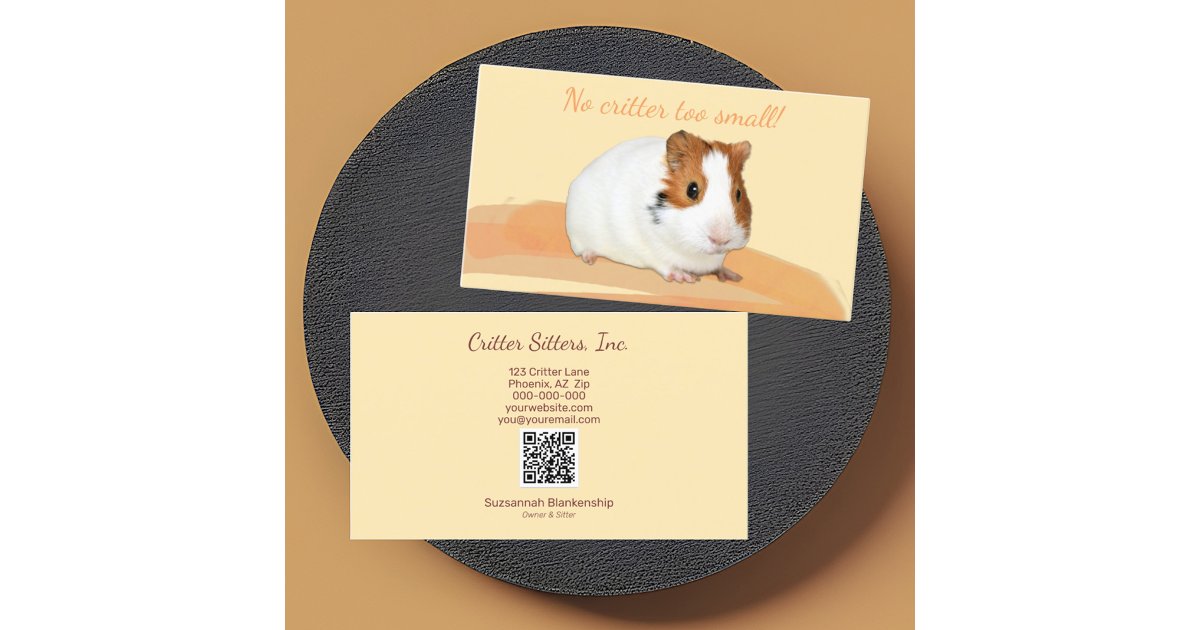 Cute Pet Sitter Guinea Pig QR Code Business Card | Zazzle