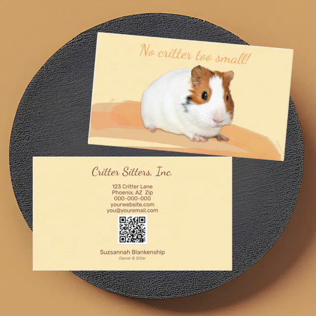 Cute Pet Sitter Guinea Pig QR Code Business Card | Zazzle