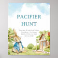 Cute Peter The Rabbit Baby Shower Pacifier Hunt Poster | Zazzle