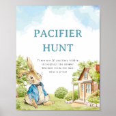 Cute Peter The Rabbit Baby Shower Pacifier Hunt Poster | Zazzle