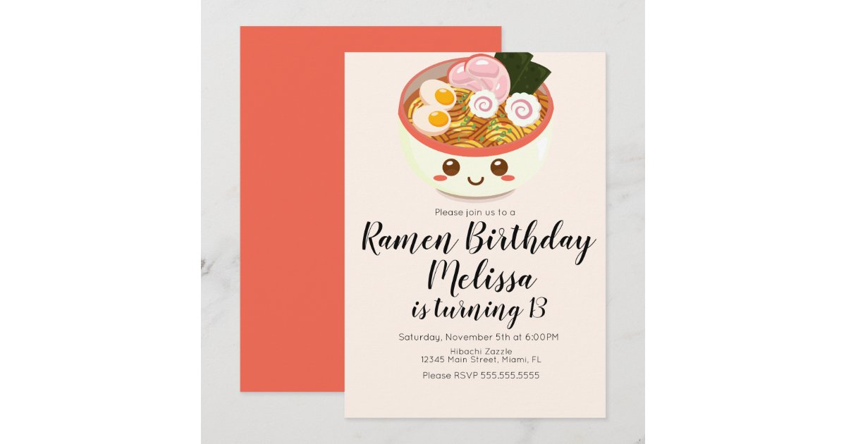 Cute Pho Oriental Ramen Birthday Dinner B Invitation | Zazzle
