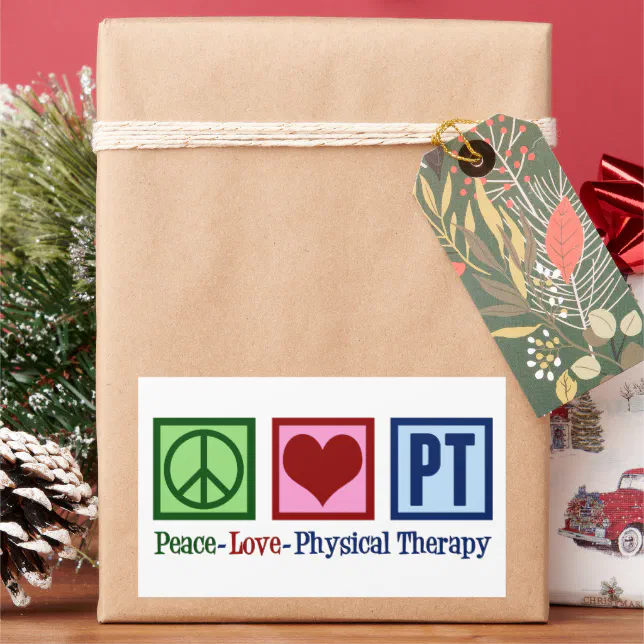 Cute Physical Therapy Peace Love PT Rectangular Sticker | Zazzle