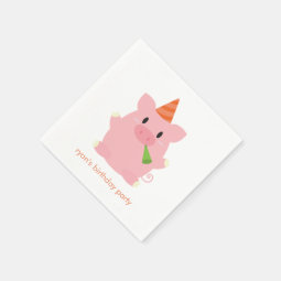 Cute Pig Birthday Party Paper Napkins | Zazzle