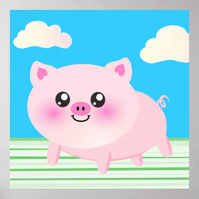 Cute pig cartoon poster | Zazzle