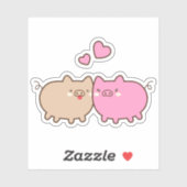 Cute Pig Couple Sticker | Zazzle