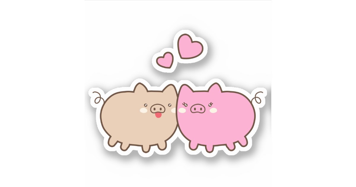 Cute Pig Couple Sticker | Zazzle