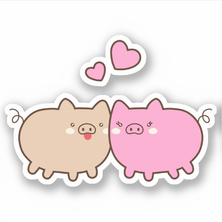 Cute Pig Couple Sticker | Zazzle