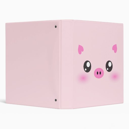 Cute Pig Face - kawaii minimalism 3 Ring Binder | Zazzle