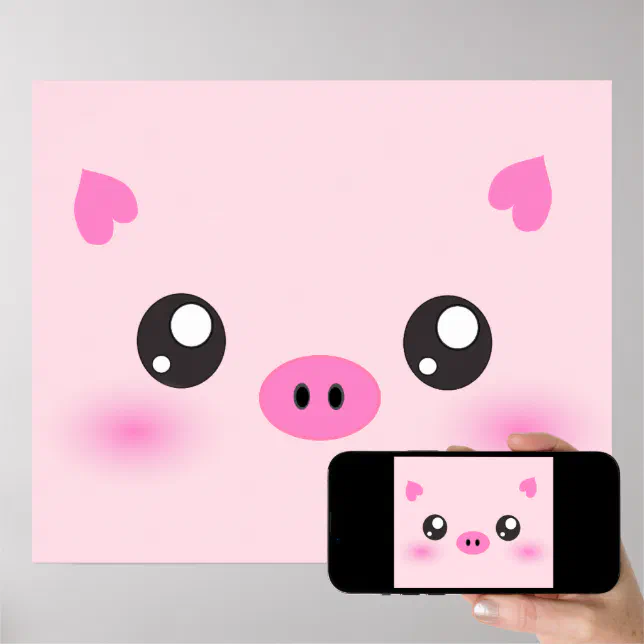 Cute Pig Face - kawaii minimalism Poster | Zazzle