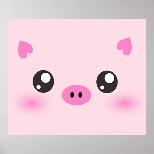 Cute Pig Face - kawaii minimalism Poster | Zazzle