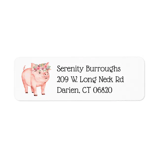 Cute Pig Funny Farm Animal Boho Piggy Label | Zazzle