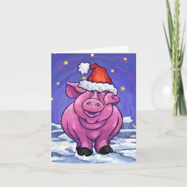 Cute Pig Holiday Card | Zazzle
