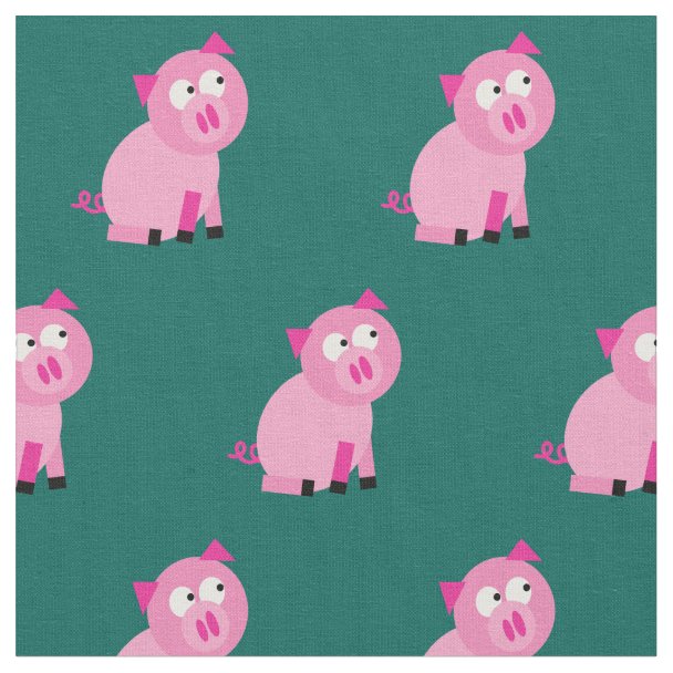 Cute Pink Farm Pigs Pattern Fabric | Zazzle