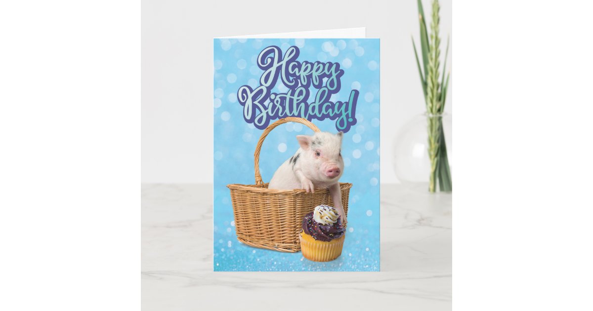 Cute Pig Pigging Out Birthday Card | Zazzle