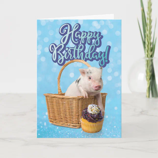 Cute Pig Pigging Out Birthday Card | Zazzle