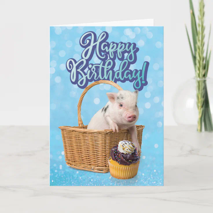 Cute Pig Pigging Out Birthday Card | Zazzle