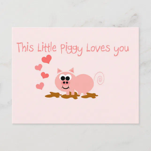 Cute Pig Valentine's Day Postcard | Zazzle