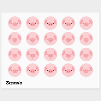 Cute Piggy Kids Birthday Classic Round Sticker | Zazzle