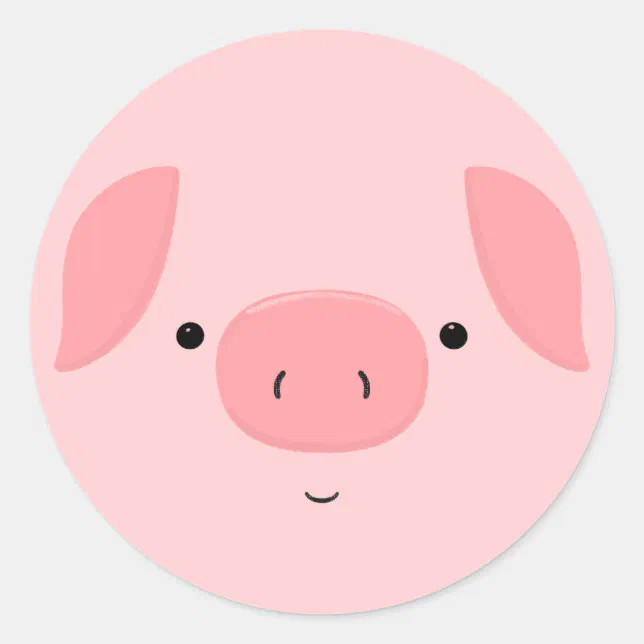 Cute Piggy Kids Birthday Classic Round Sticker | Zazzle