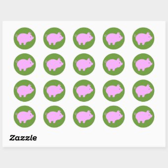 Cute Piglet Silhouette Classic Round Sticker | Zazzle