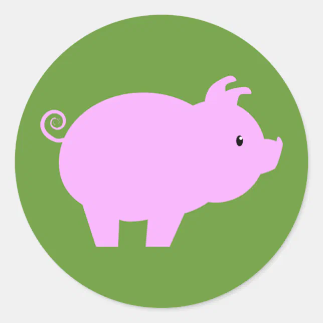 Cute Piglet Silhouette Classic Round Sticker | Zazzle