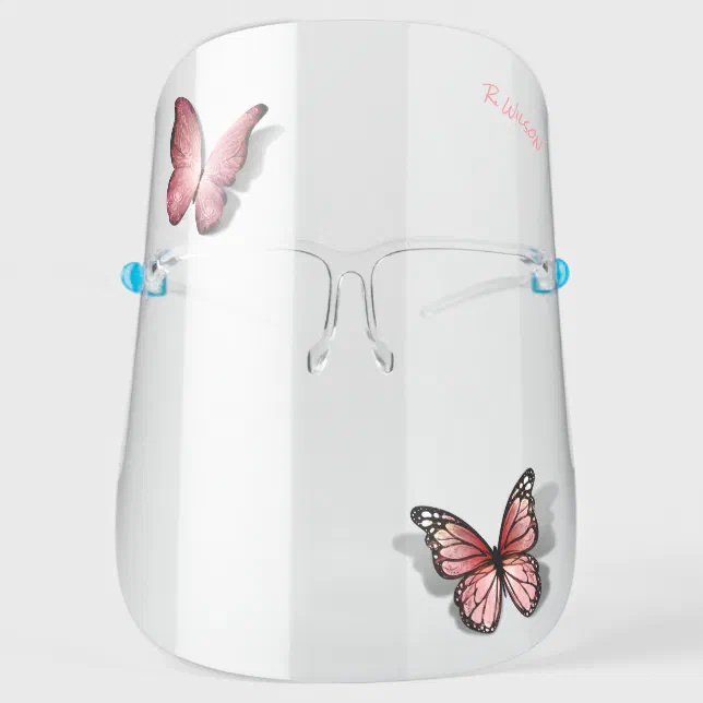 Cute Pink 3D Butterfly Watercolor Rose Gold Face Shield | Zazzle