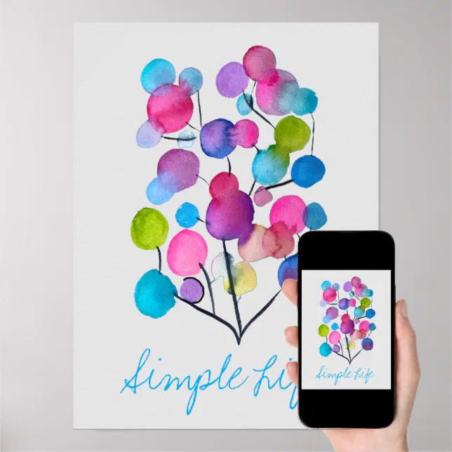 Cute pink abstract art tree poster | Zazzle