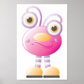 Cute Pink Alien With Big Eyes Poster | Zazzle