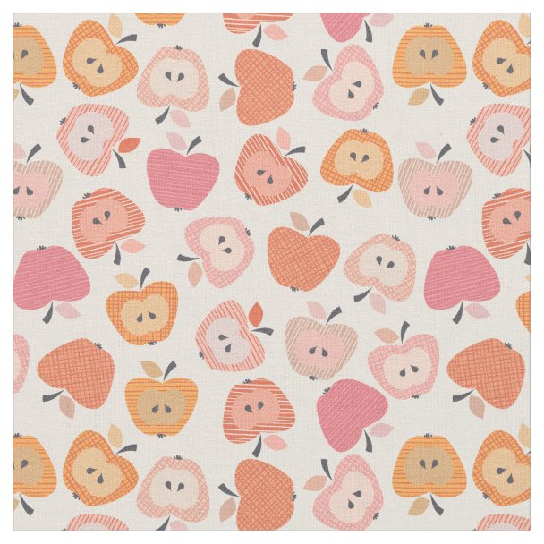 Cute retro apple pattern fabric | Zazzle