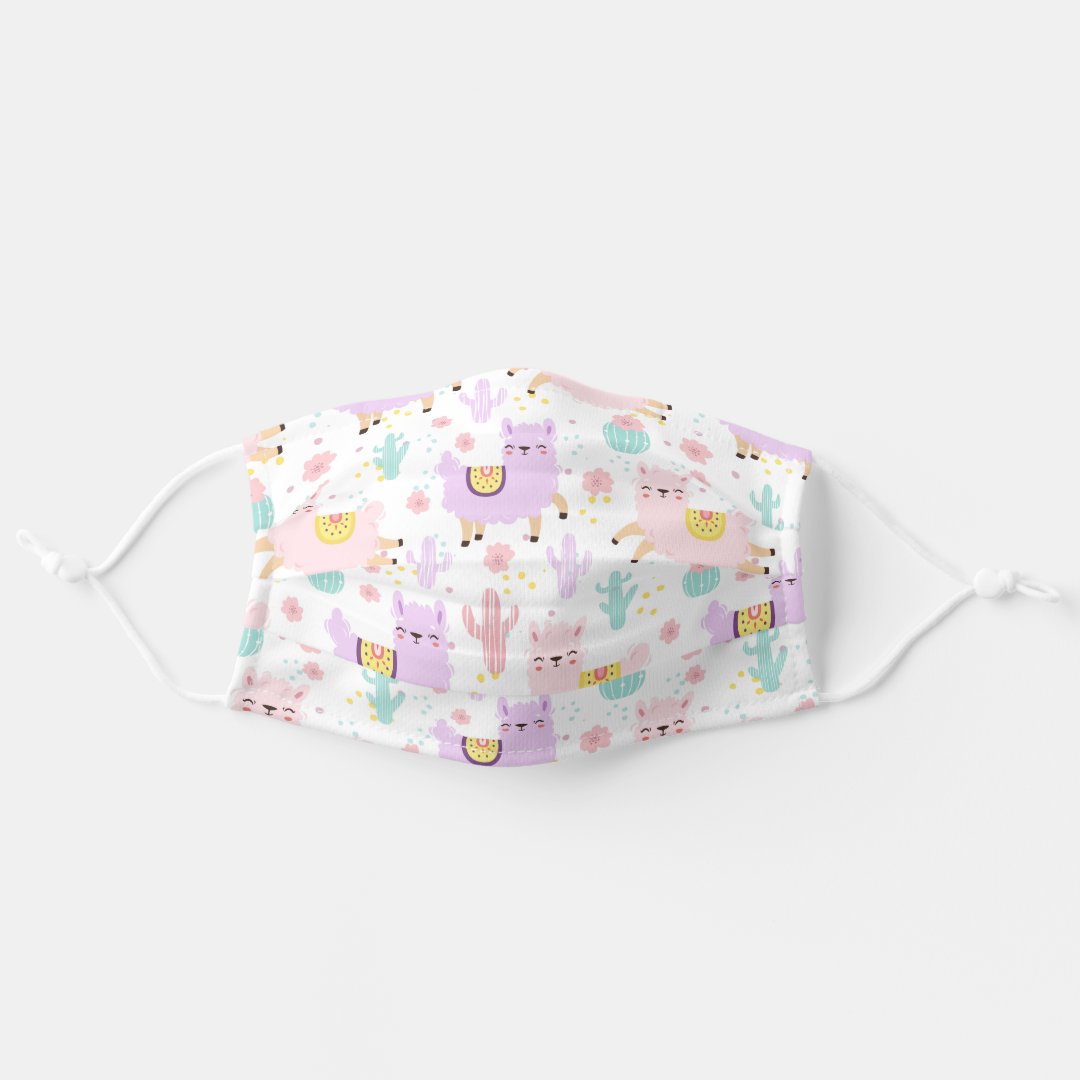 Cute Pink And Purple Llama Alpaca Adult Cloth Face Mask | Zazzle