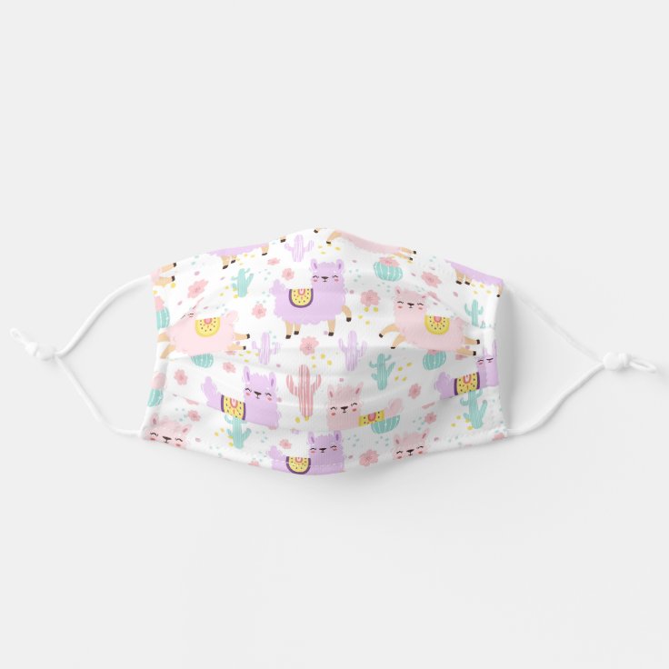 Cute Pink And Purple Llama Alpaca Adult Cloth Face Mask | Zazzle