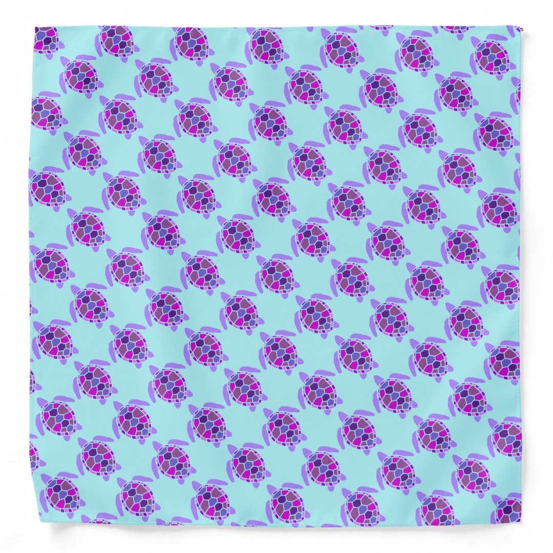 Cute Pink and Purple Sea Turtle Pattern Bandana | Zazzle