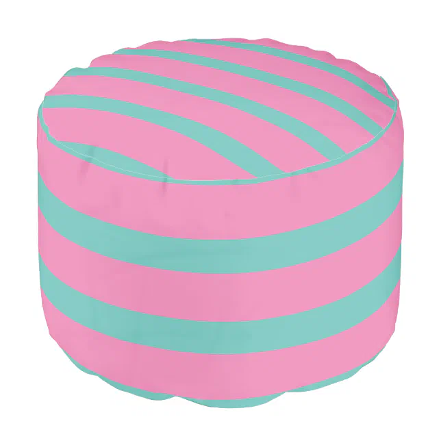 Cute Pink and Teal Pastel Stripes Girls Bedroom Pouf | Zazzle