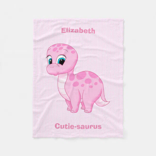 Cute Pink Baby Brontosaurus Dinosaur Fleece Blanket | Zazzle
