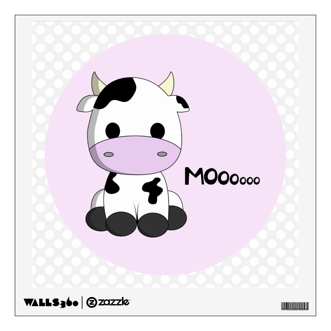 Cute pink baby cow cartoon nursery wall decall wall sticker | Zazzle