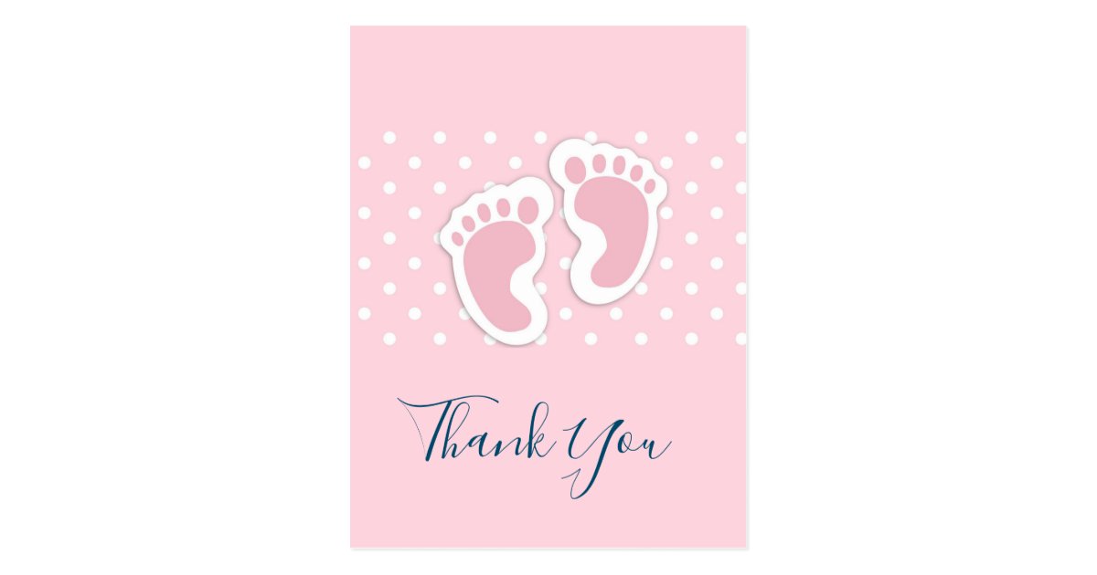 Cute Pink baby Girl Footprints Thank You Postcard | Zazzle.com