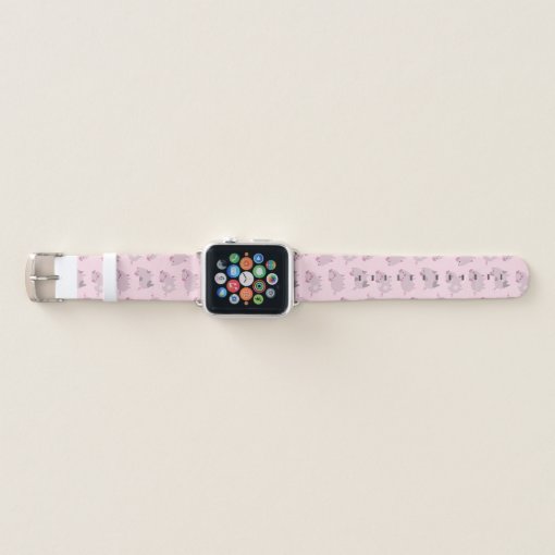 Cute Pink Baby Piglets Pattern & Dots Apple Watch Band | Zazzle