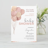 Cute Pink Baby Shower with Balloons islamic arabic Invitation | Zazzle