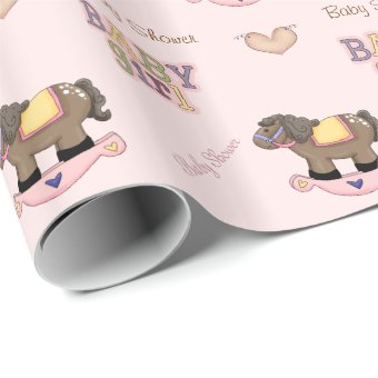 Cute Pink Baby Shower Wrapping Paper | Zazzle