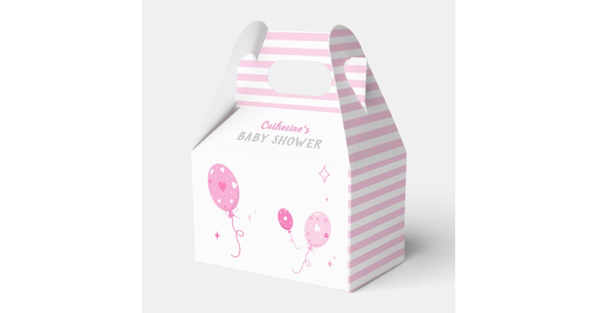 Cute Pink Balloons Baby Shower Favor Box | Zazzle