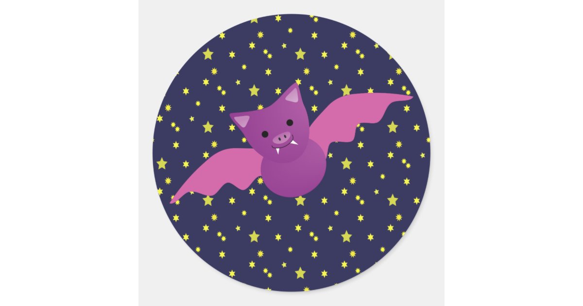 Cute Pink Bat Classic Round Sticker | Zazzle